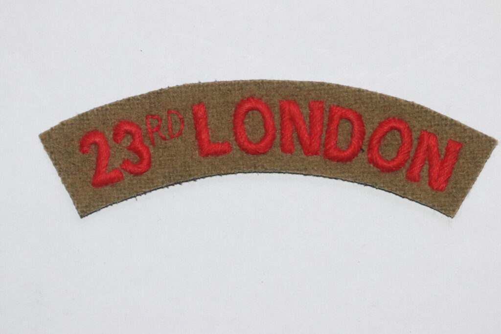 WWI BRITISH ARMY 23RD LONDON REGIMENT CLOTH SHOULDER TITLE REPLICA - AB ...